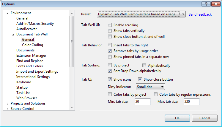 Visual Studio 2010 Pro Power Tools add new Document Tab Well options ...